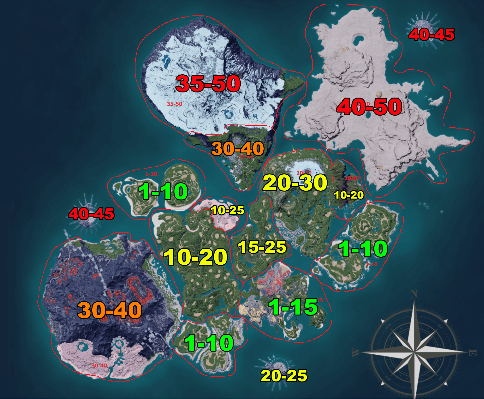 Here's the recommended level for every area of Palworld's map ...